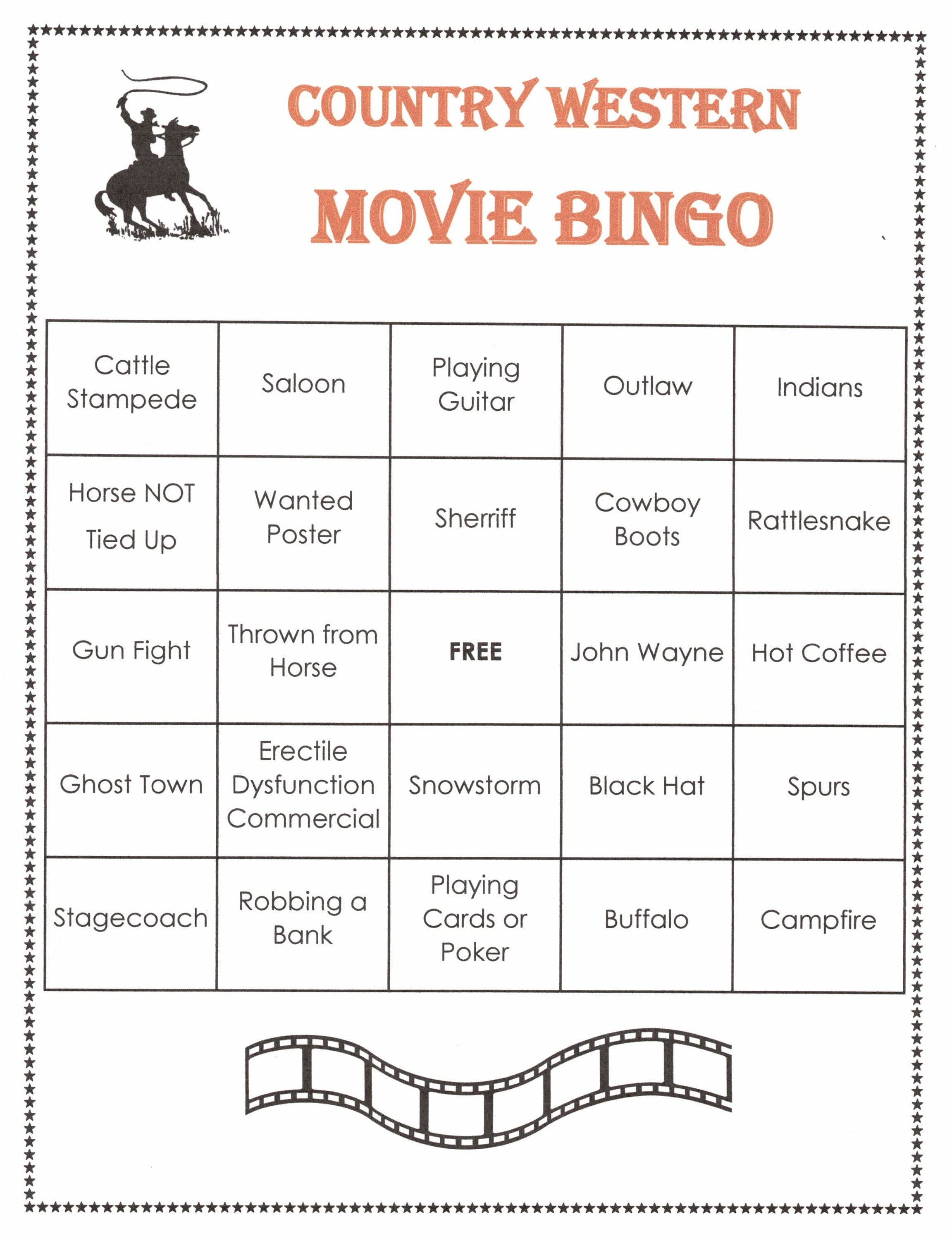 Western Movie Bingo - Etsy Nederland