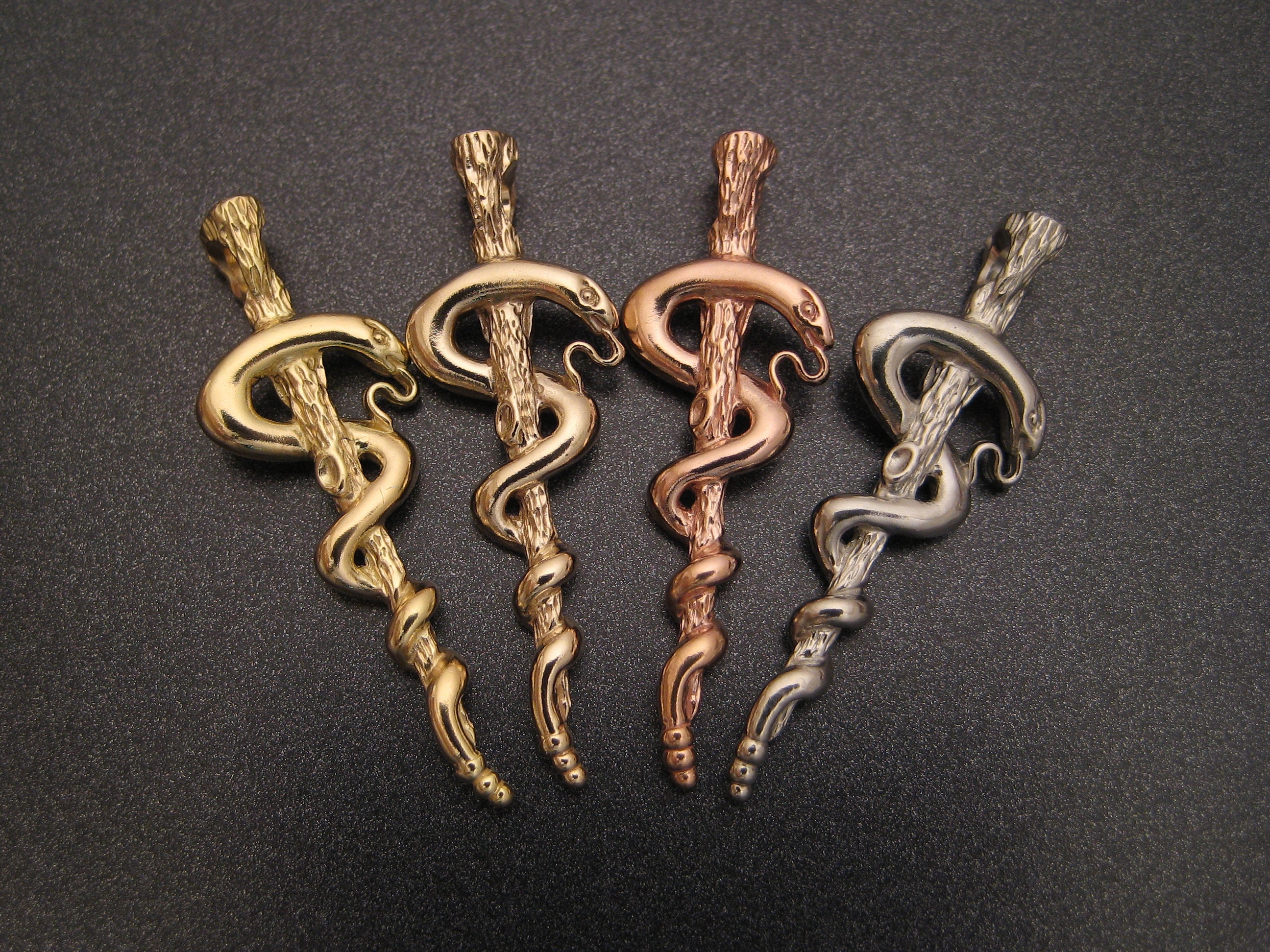 14K Pink Gold Staff of Asclepius Lapel Pin - Etsy