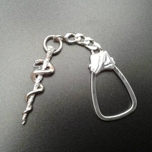Sterling Asclepius Keychain - Etsy