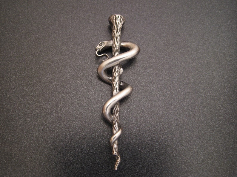 Large Sterling Staff of Asclepius - Etsy