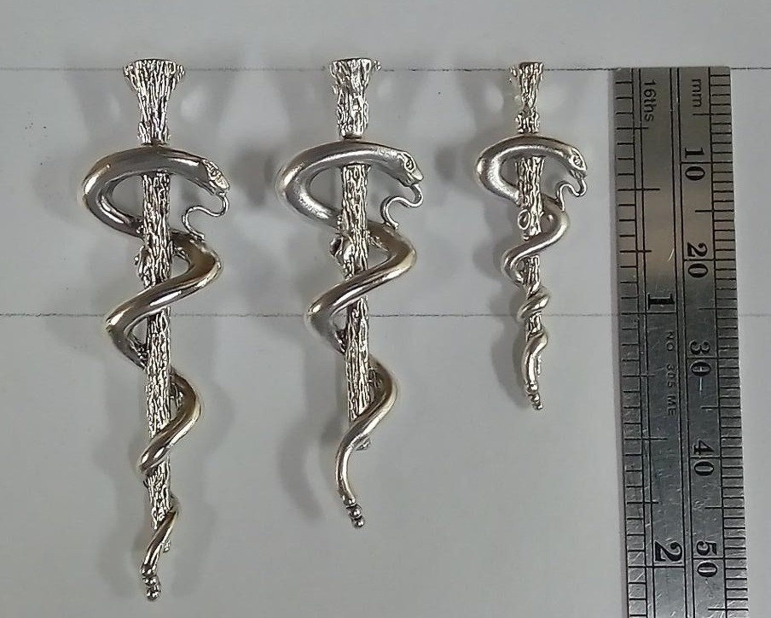 Large Sterling Staff of Asclepius - Etsy