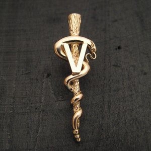 14K Gold Veterinarian's Staff of Asclepius Lapel Pin - Etsy