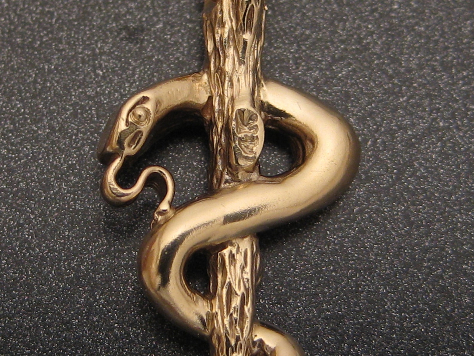 14K Gold Staff of Asclepius Pendant - Etsy