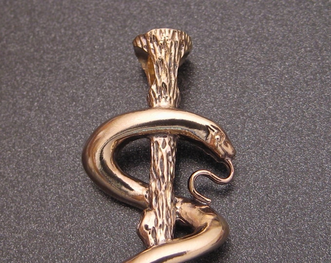 10K Gold Large Staff of Asclepius - Etsy