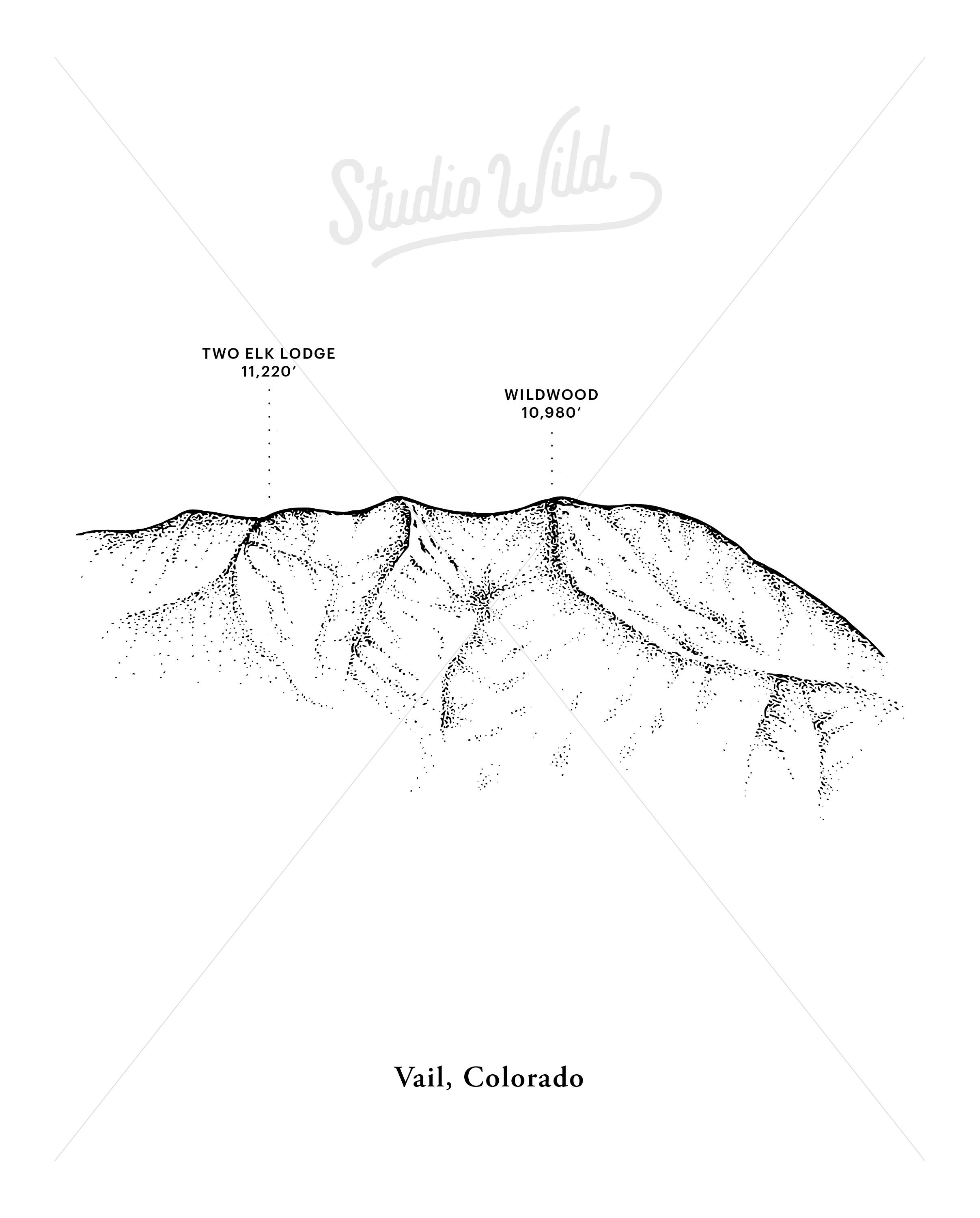 Vail Colorado, Mountain Wall Art, Mountain Drawing, Minimalist Home ...