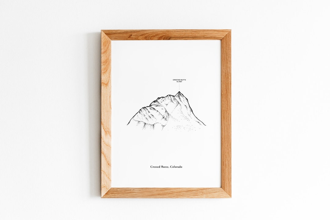 Crested Butte Colorado, Mountain Wall Art, Mountain Drawing, Minimalist ...