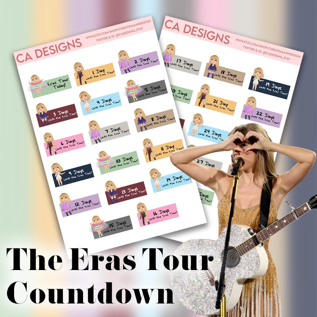Countdown to the Eras Tour Planner Stickers Taylor Swift Eras Tour ...