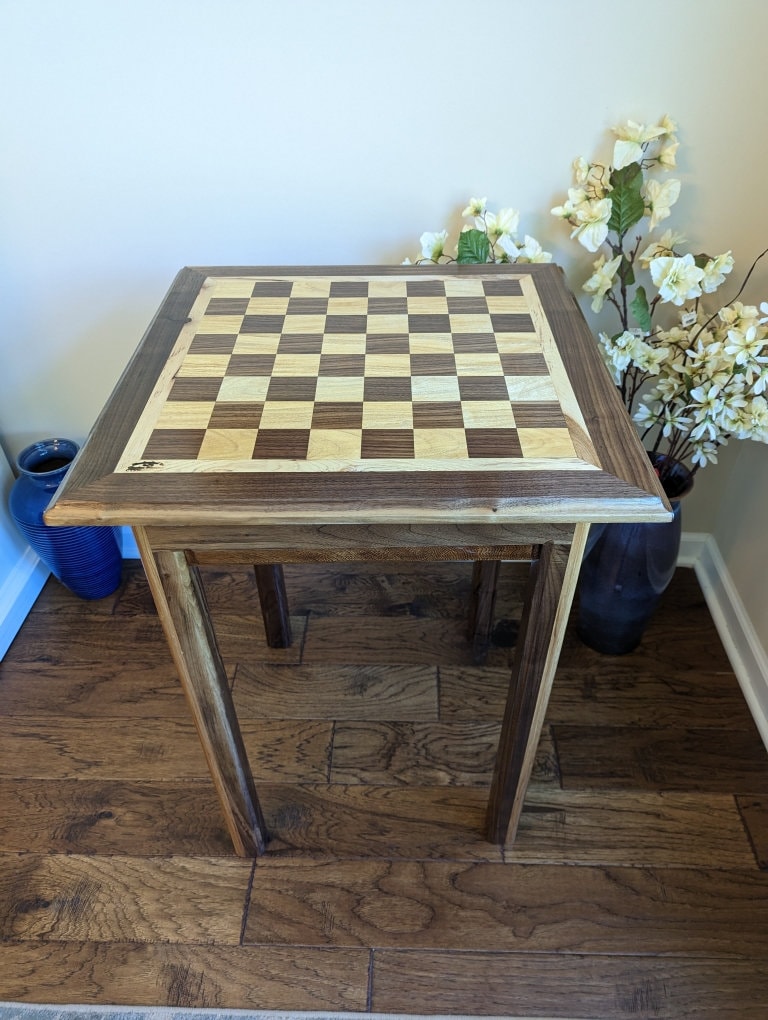 Walnut & Hickory Chess Table With Storage - Etsy