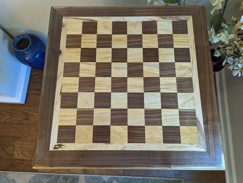 Walnut & Hickory Chess Table With Storage - Etsy