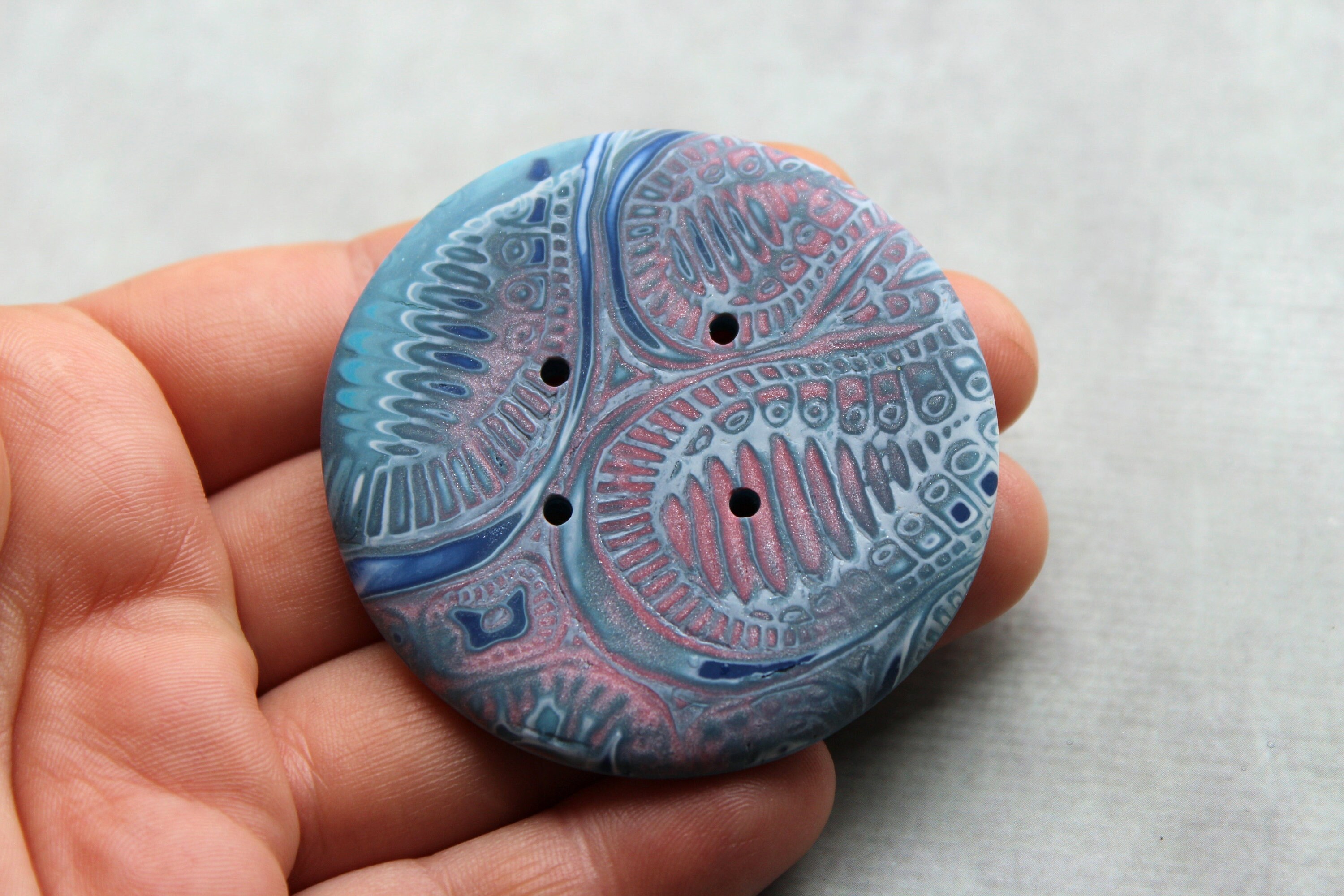 Extra large buttons 2.34 Large blue buttons Polymer clay | Etsy