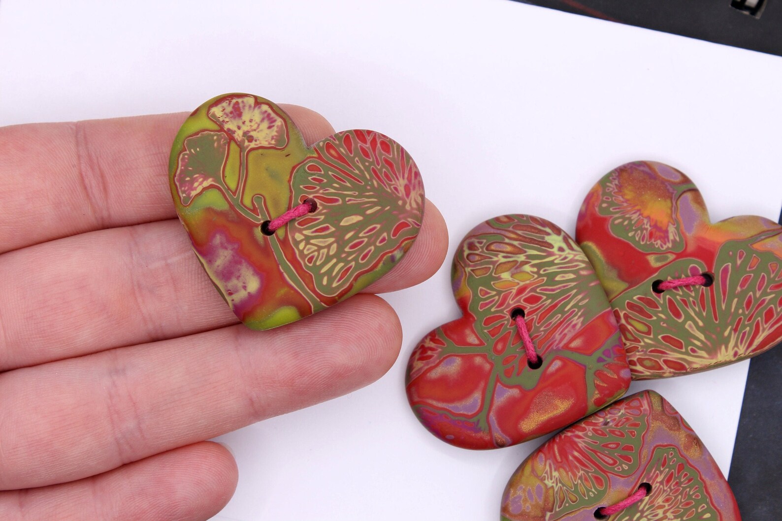 Heart Shaped Buttons Large Heart Buttons Floral Buttons | Etsy