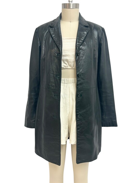 streamlined black leather jacket minimalist vintage y… - Gem