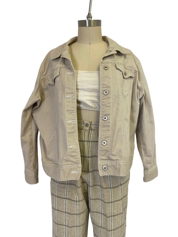 beige cotton denim jacket vintage minimalist neutral … - Gem