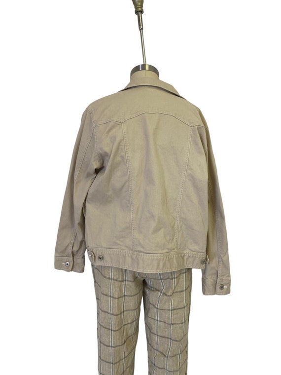 beige cotton denim jacket vintage minimalist neutral … - Gem