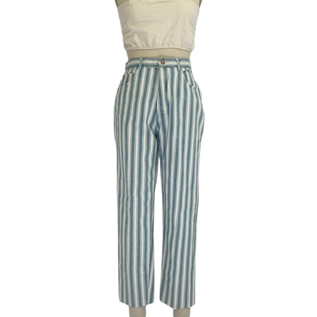 Faded Striped Denim Jeans 90s Vintage Curvy Fit High Waist Mom Jeans 29 ...
