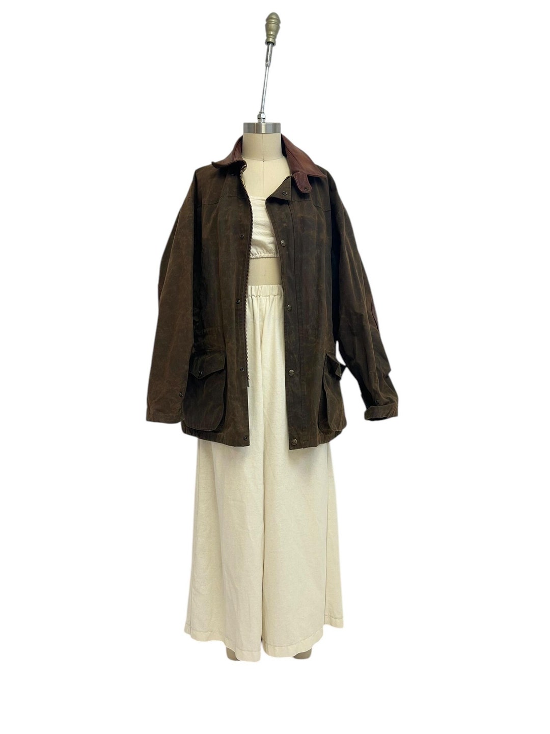 Waxed Cotton Chore Coat Vintage Koolah Oilskin Canvas Leather Collar ...