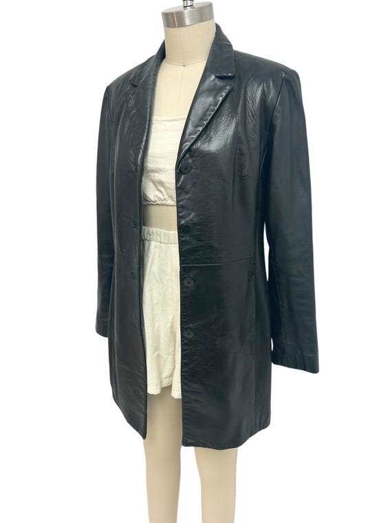 streamlined black leather jacket minimalist vintage y… - Gem