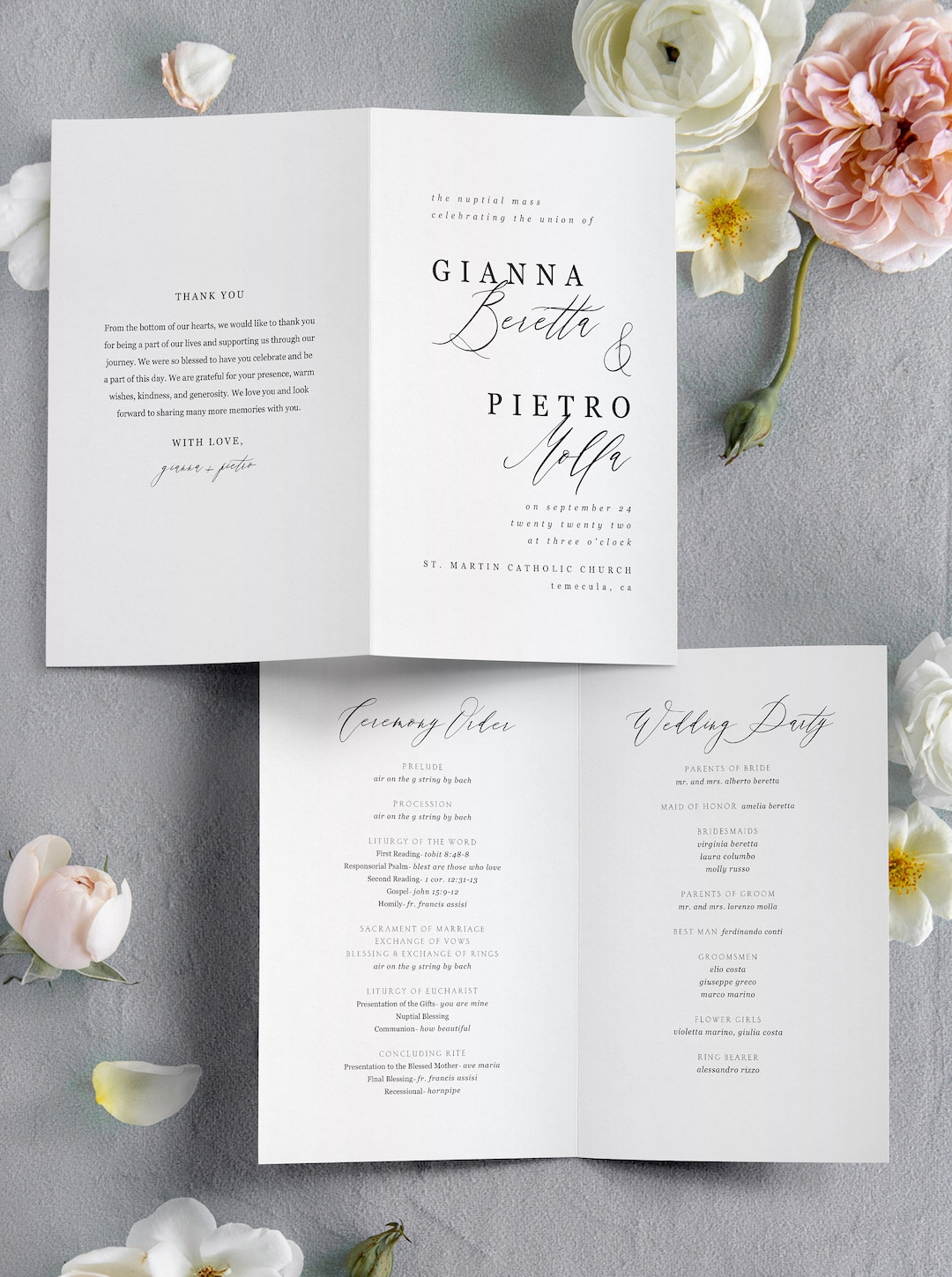 Catholic Wedding Program Template – Foldable Mass Booklet (DIY Instant ...