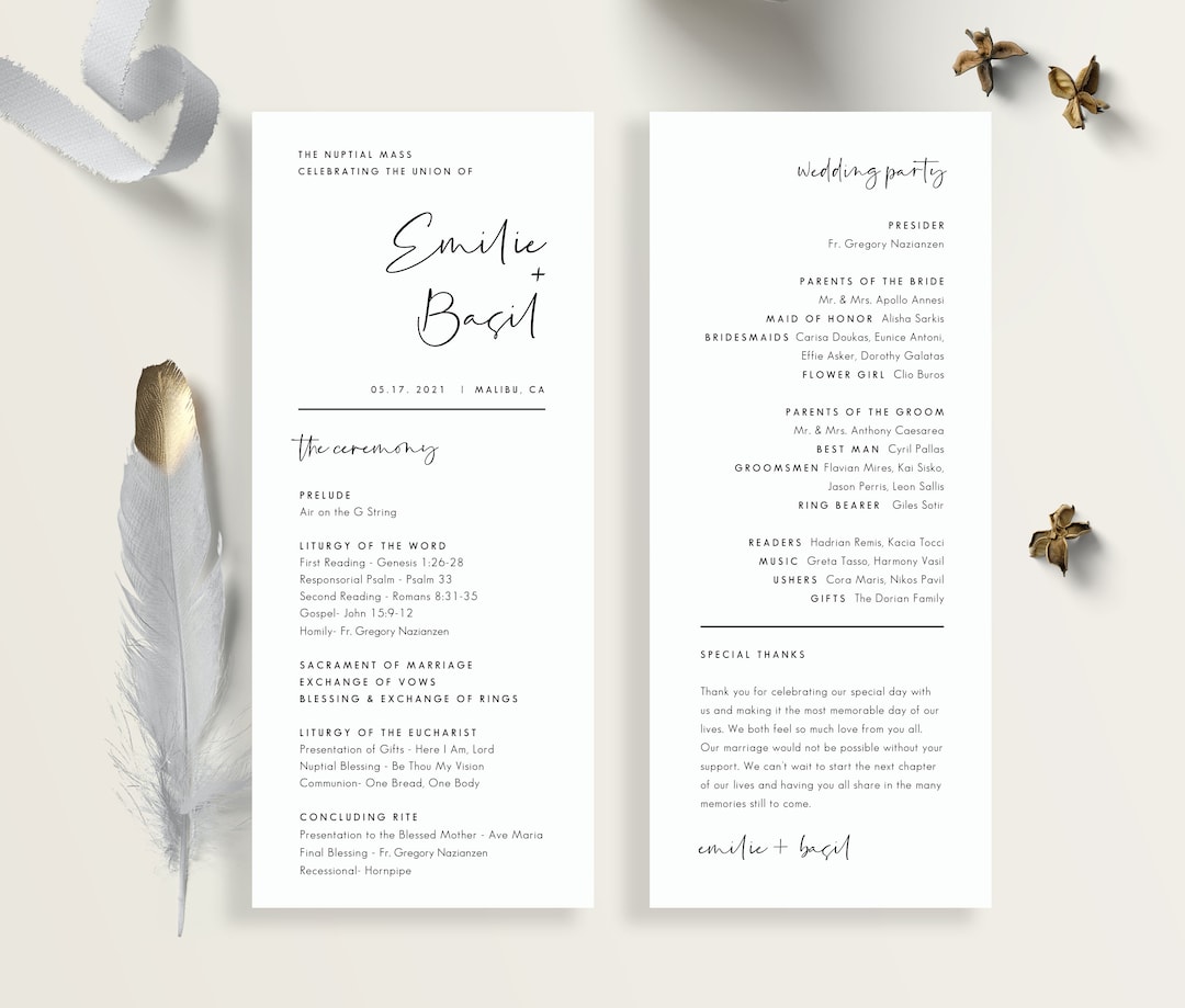 Catholic Wedding Mass Program Template - DIY Printable (instant ...