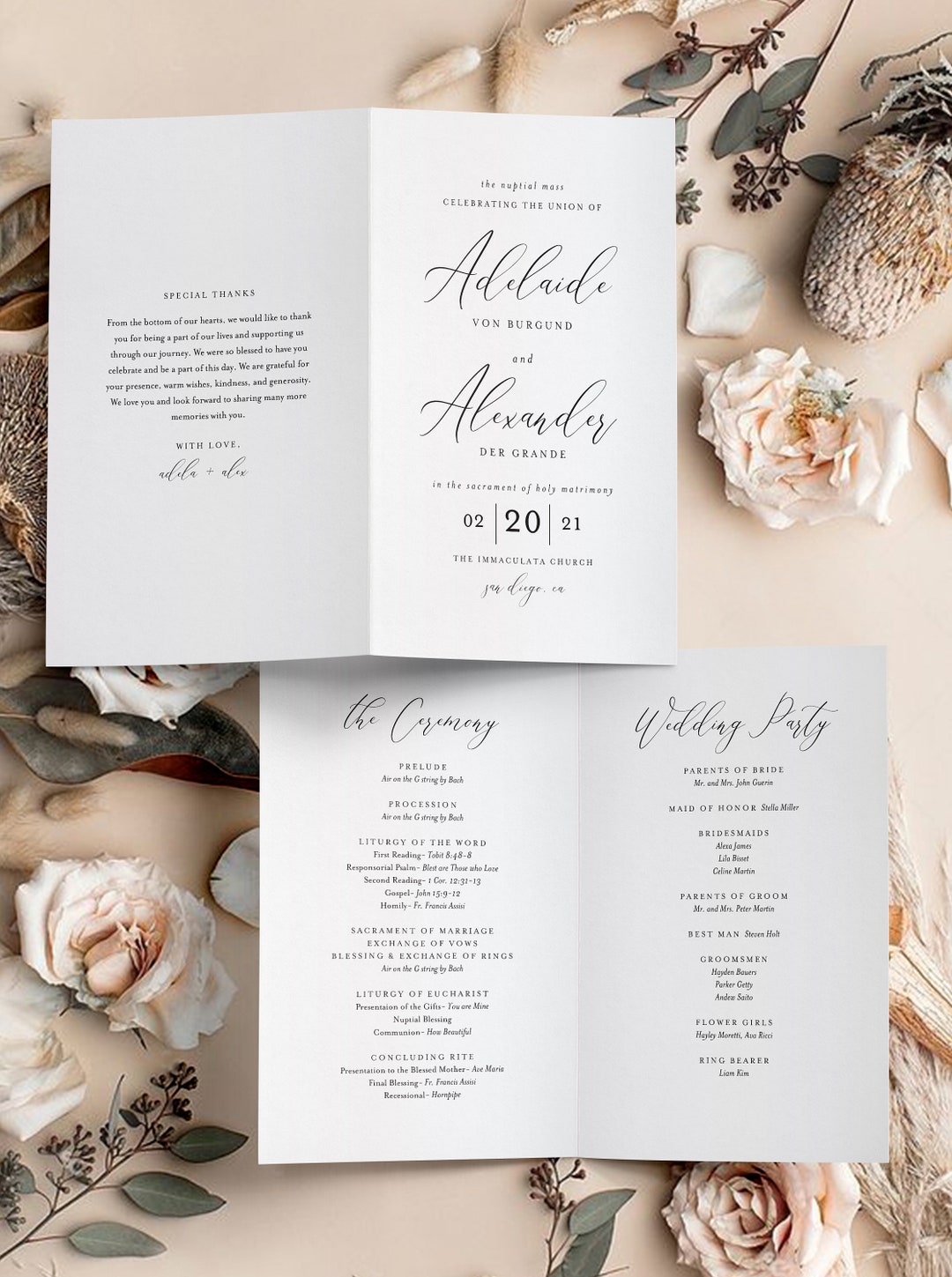 St. Adelaide- Catholic Wedding Program Template, Classic Church Program ...