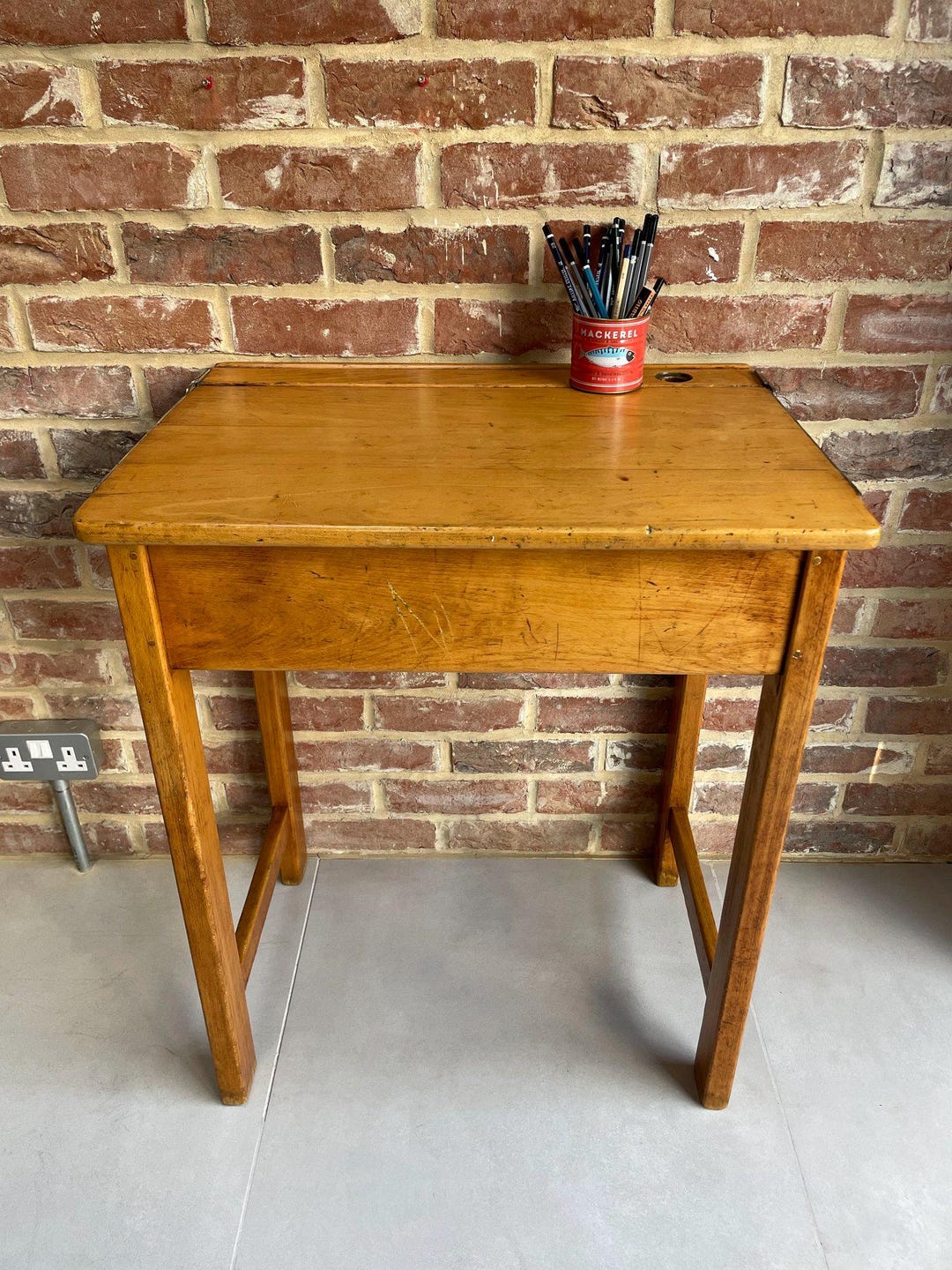 Vintage Wooden School Desk - Etsy UK