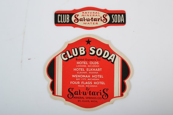 Vintage UNUSED Club Soda bottle label and neck band | Etsy