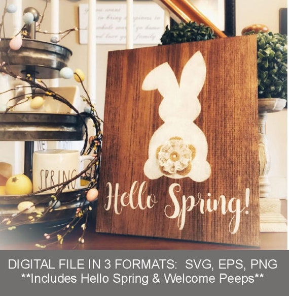 SVG Hello Spring Spring Bunny Svg Welcome Peeps Svg Peeps | Etsy