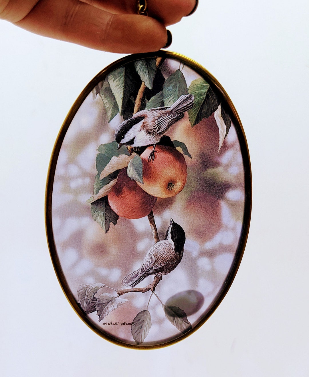 Vintage Viva Vermont Handmade in Mexico Stained Glass Chickadees ...