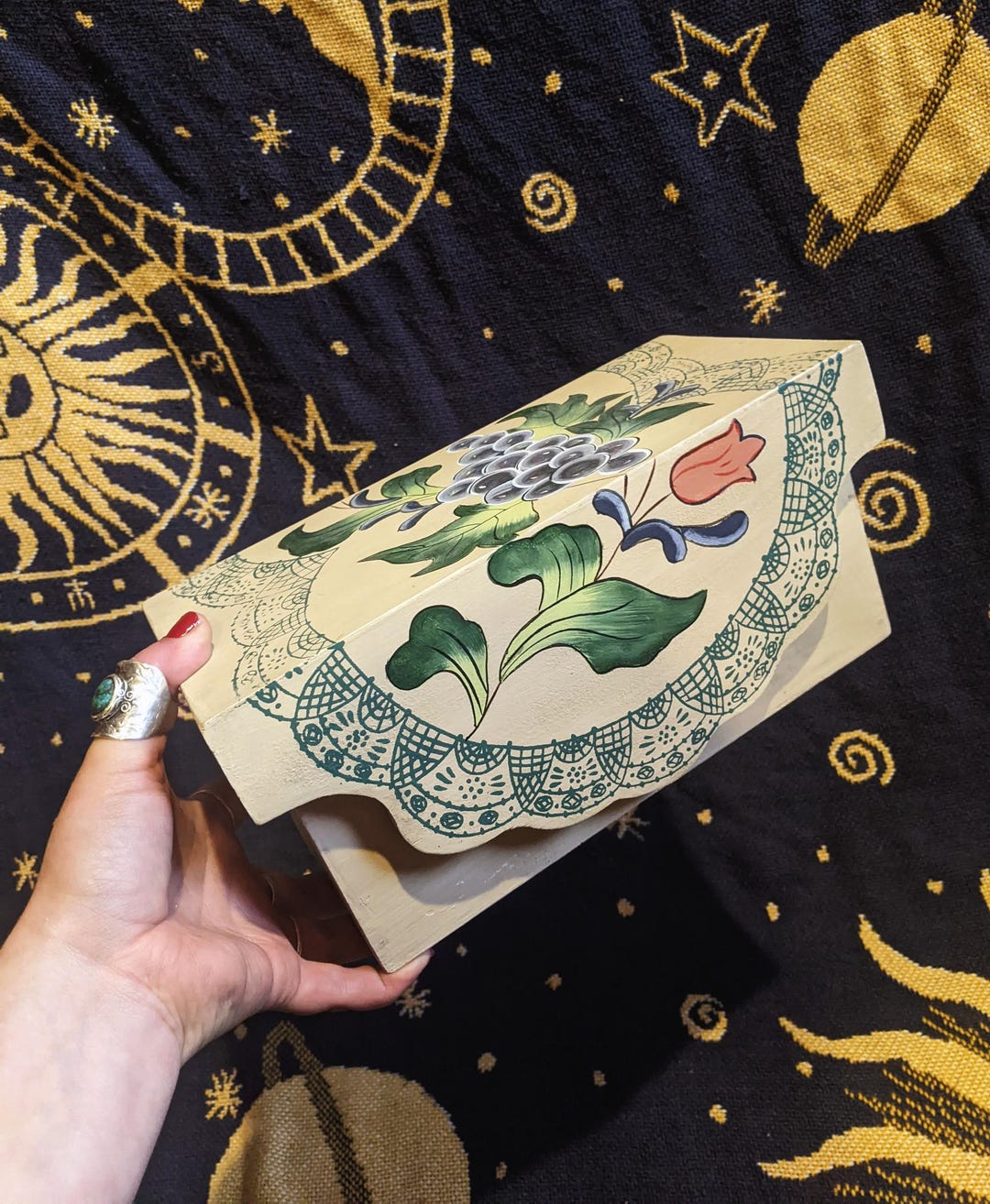 Vintage Cottagecore Hand Painted Recipe Box, Cottagecore Kitchen Wooden ...