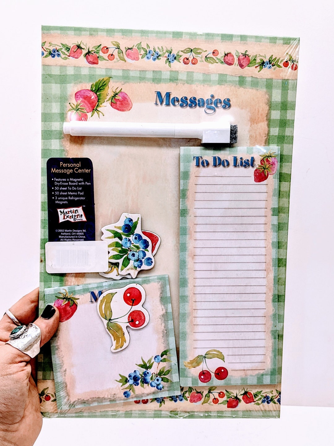Cottagecore Magnetic Dry Erase Message Board and Kitchen Stationary Set ...
