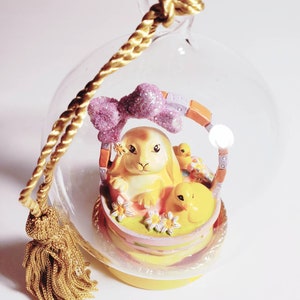 Flavia Milano Collectible Glass Memory Globe Easter Bunny - Etsy