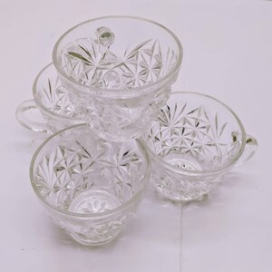 Vtg Set of 4 Sparkling Cut Glass Anchor Hawking Clear Punch Bowl ...
