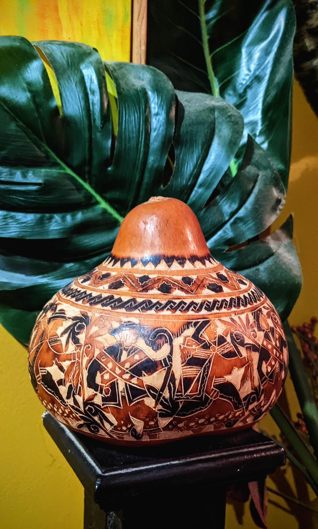 Traditional Vintage Peruvian Storyteller XL Folk Art Hand Carved Gourd ...