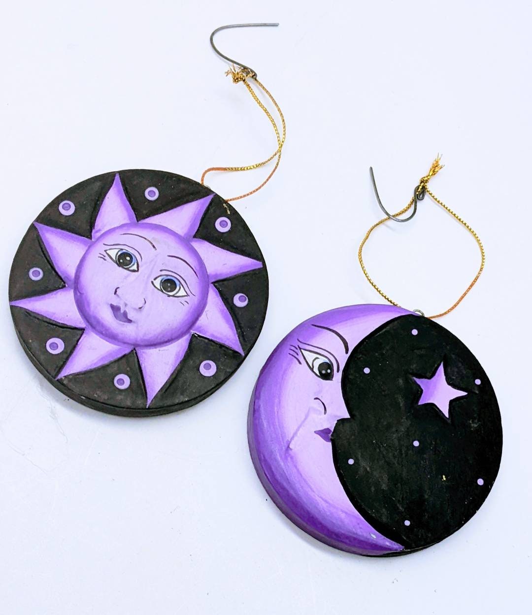 Vtg Handmade in Indonesia Purple Sun/ Moon Wood Hippy Wall - Etsy