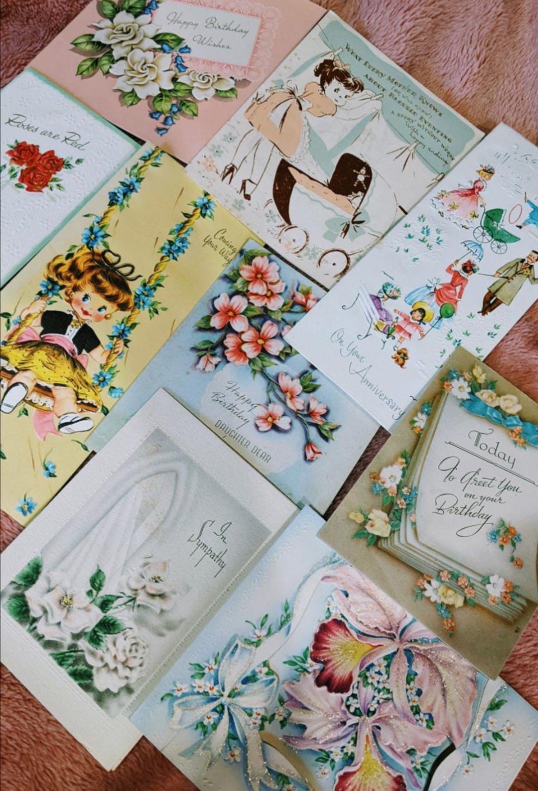 Vtg Circa 1950s Absolutely Stunning Greeting Cards Set of 9 Cards ...