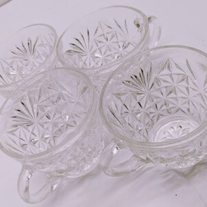 Vtg Set of 4 Sparkling Cut Glass Anchor Hawking Clear Punch Bowl ...