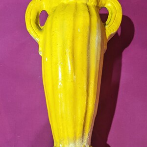 Vintage Large Chalkware Colorful Vase W Roses Mustard Yellow Bohemian ...