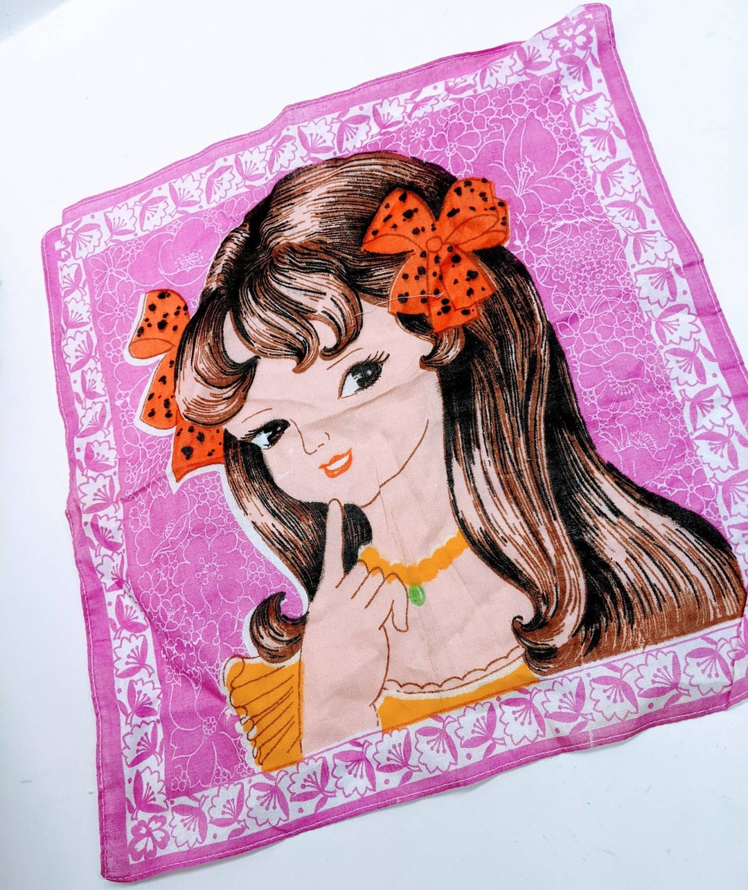 Pink Lady Handkerchief Cloth/ Mini Head Scarf Textile, Ladies ...