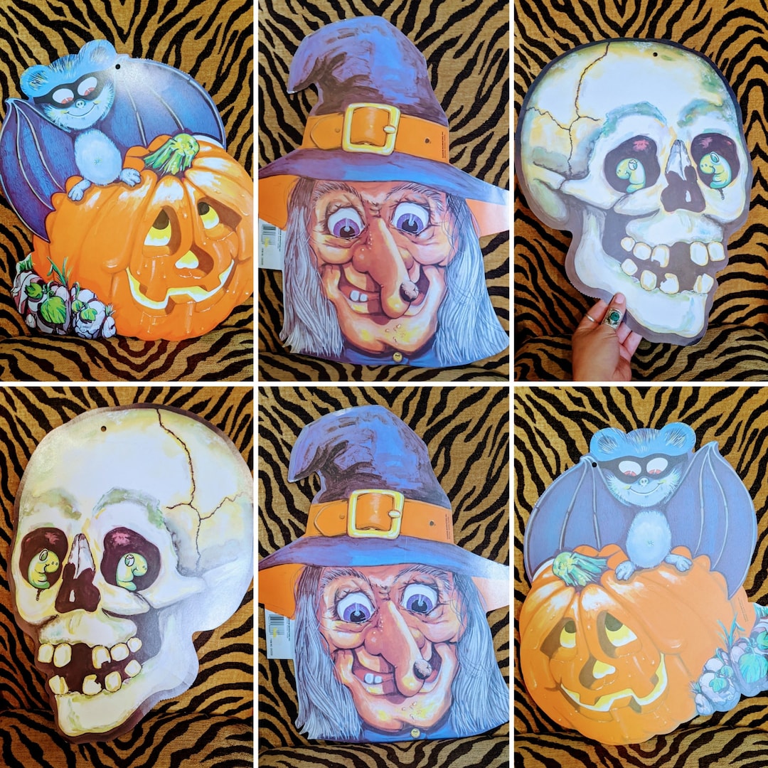 Vtg 1990s Die Cut Halloween Cardboard Cut Out Decorations Witch ...