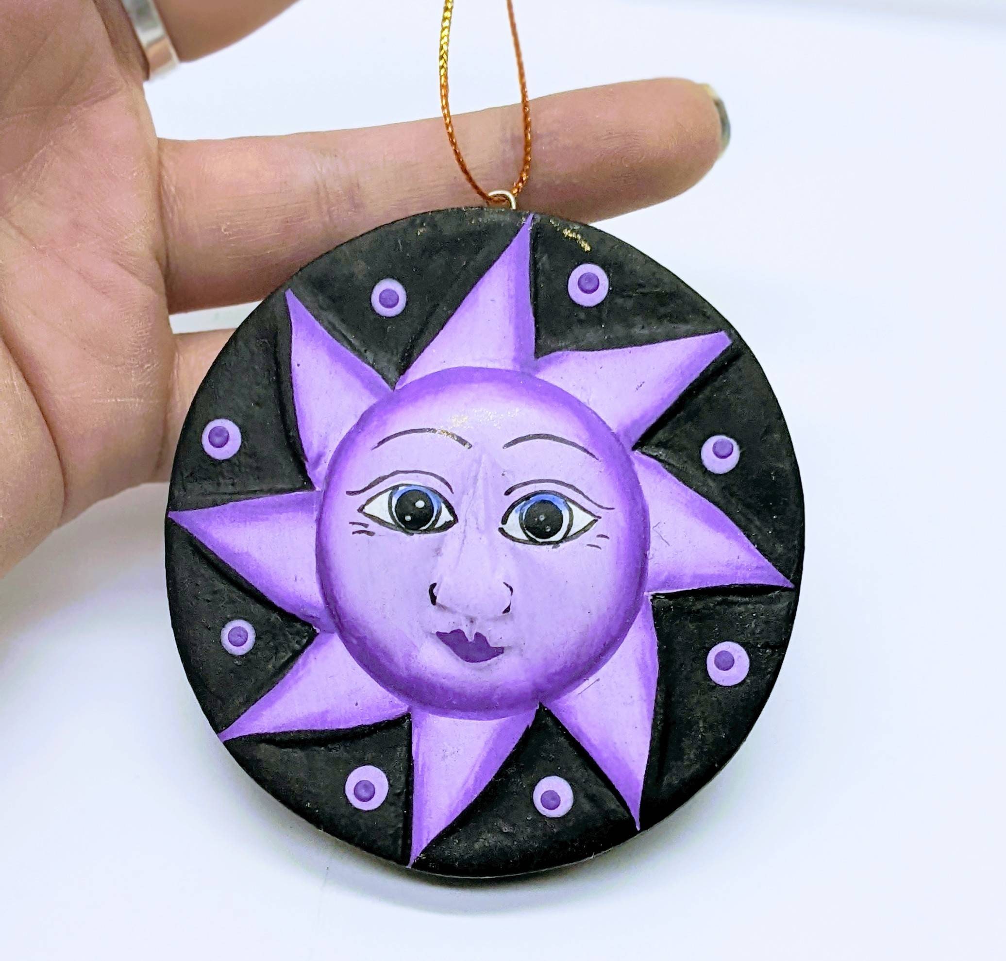 Vtg Handmade in Indonesia Purple Sun/ Moon Wood Hippy Wall - Etsy