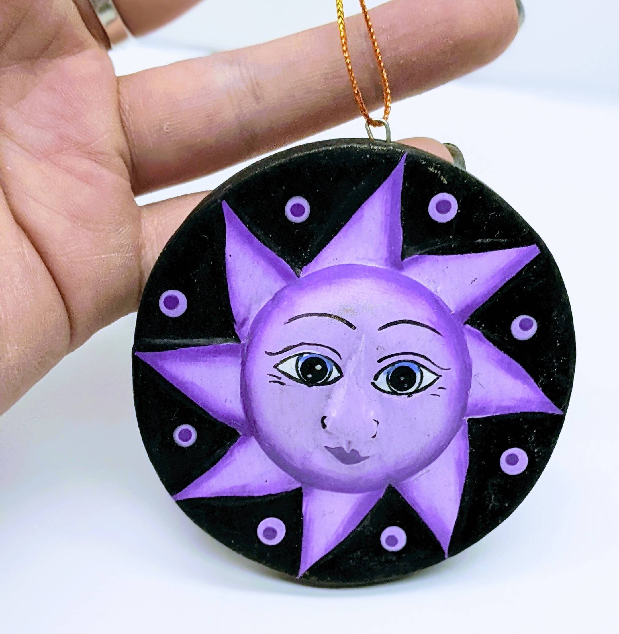 Vtg Handmade in Indonesia Purple Sun/ Moon Wood Hippy Wall - Etsy