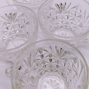 Vtg Set of 4 Sparkling Cut Glass Anchor Hawking Clear Punch Bowl ...