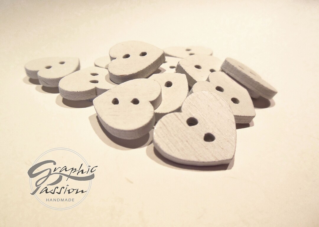 20 White Wooden Buttons Measuring 1.7x1.5 Cm in the Shape of a - Etsy