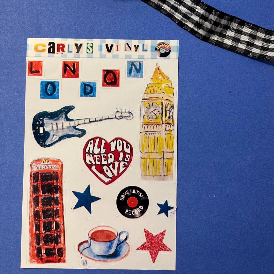 Sticker Sheet London England Inspired Craft Supply Scrapbooking Bullet ...