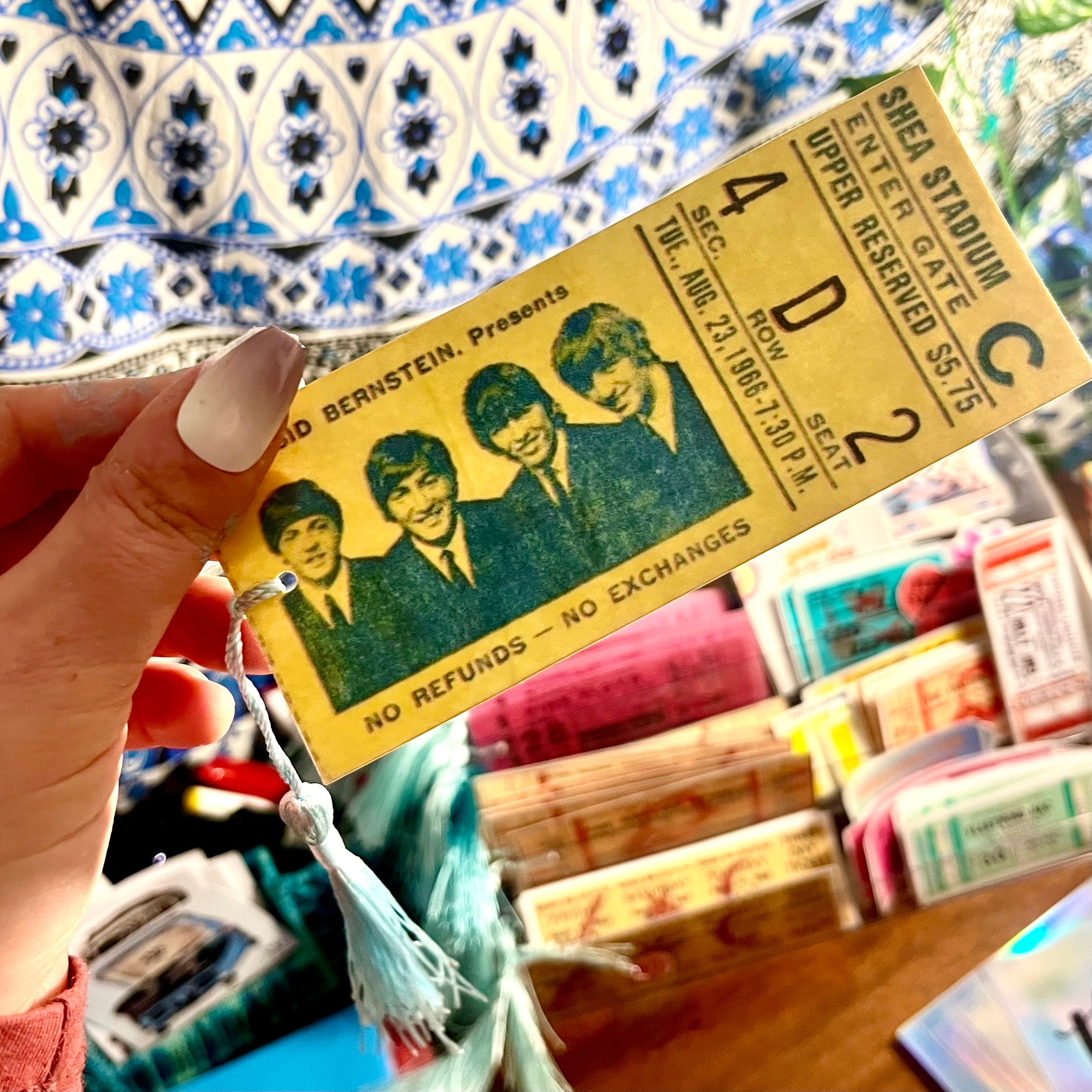 The Beatles Ticket Stub Bookmark - 70s Musician Vintage Retro Band Club ...