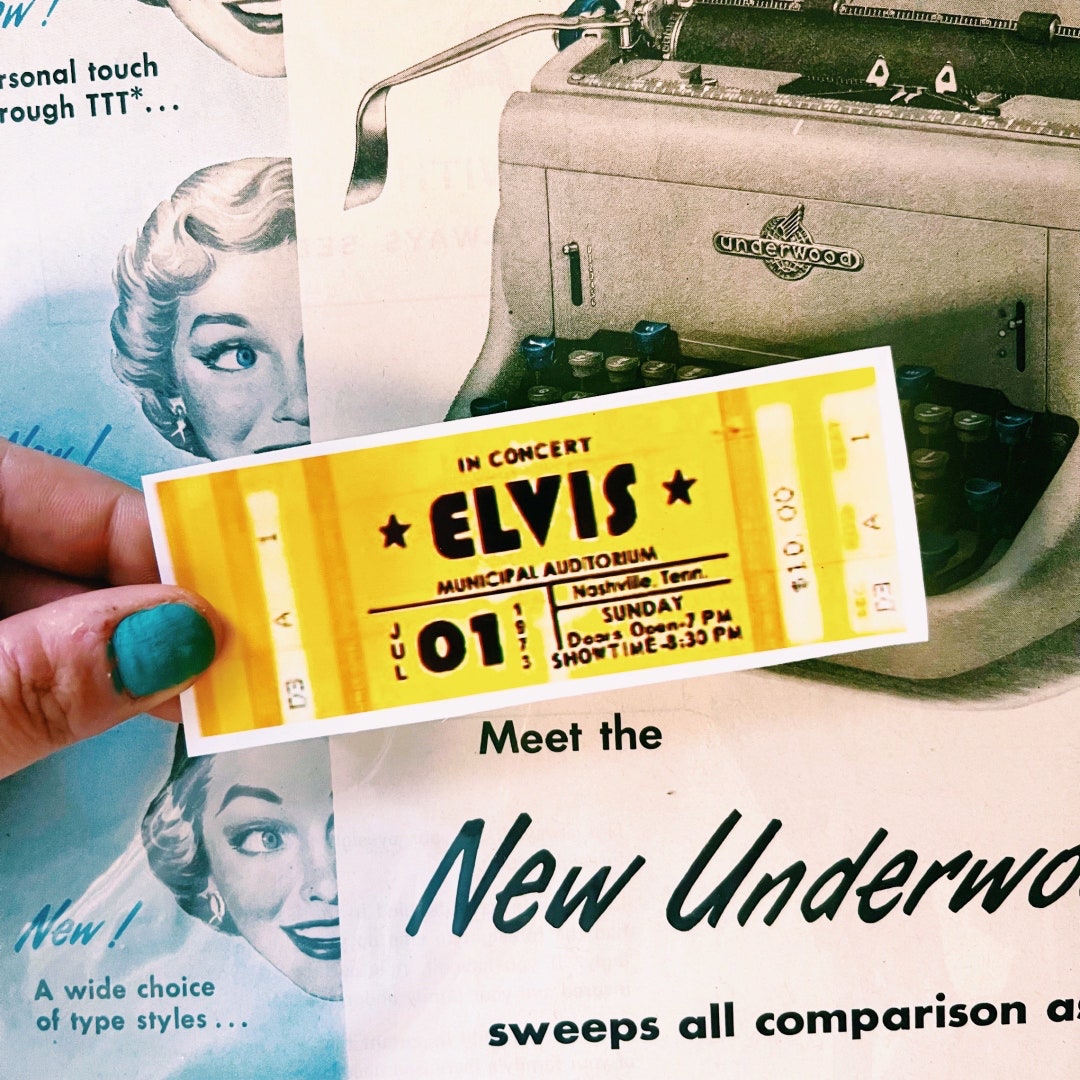 Elvis Ticket Stub Sticker 70s, 60s Vintage Retro Band Tour Album Song ...