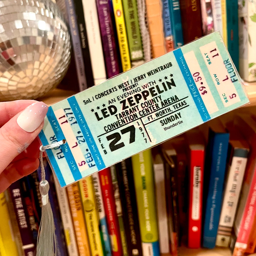 Led Zeppelin Ticket Stub Bookmark - Book Accessory for Music Lover 70s ...