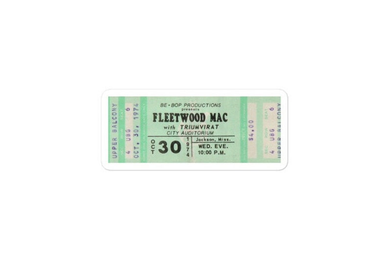 Fleetwood Mac Ticket Stub Sticker 70s 60s Vintage Retro - Etsy