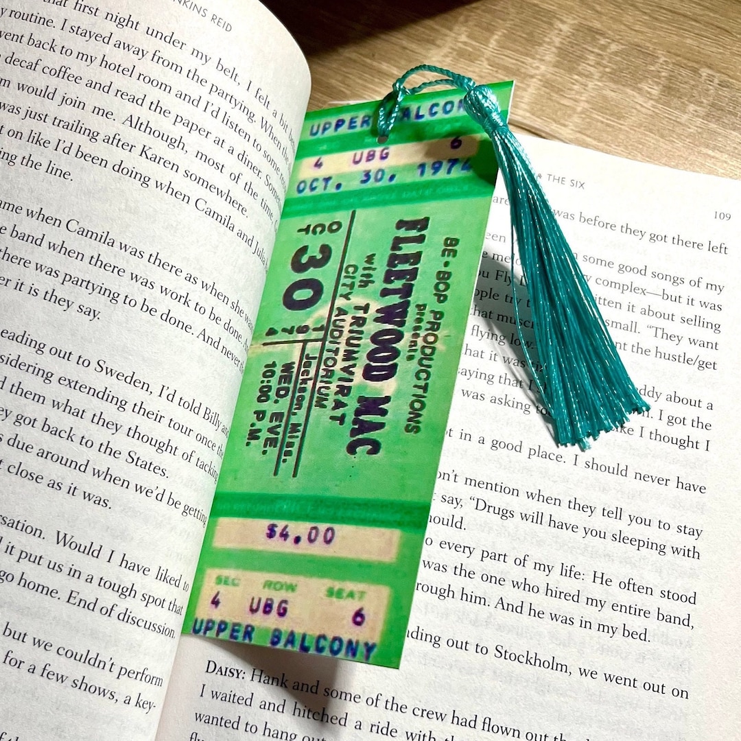 Fleetwood Mac Ticket Stub Bookmark - 70s, 60s Vintage Retro Band Club ...