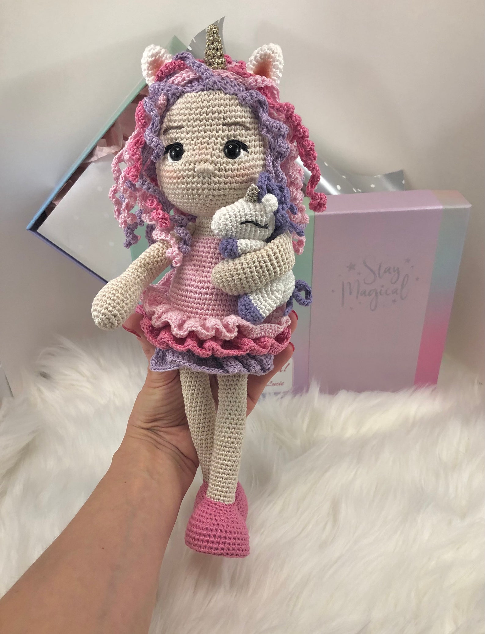 Unicorn Doll With Her Unicorn Toy. Amigurumi Doll for Sale | Etsy